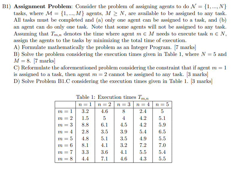 1) Assignment Problem: Consider the problem of | Chegg.com