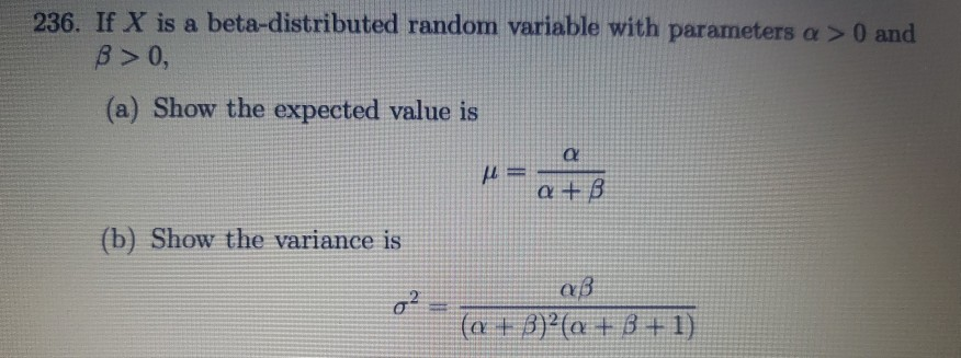 Solved 236. If X is a beta-distributed random variable with | Chegg.com