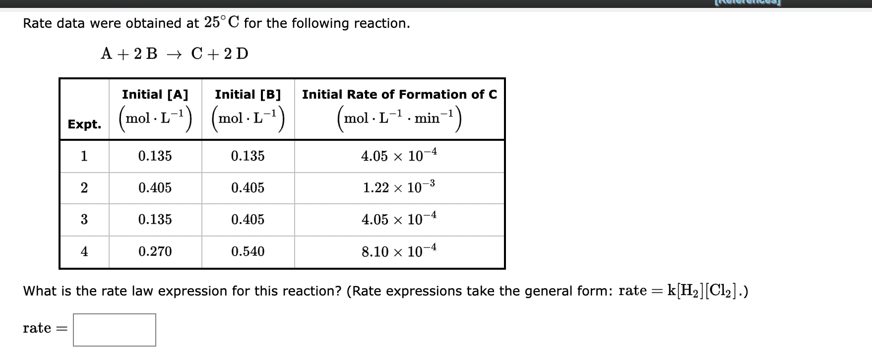 Solved Rate data were obtained at 25∘C for the following | Chegg.com