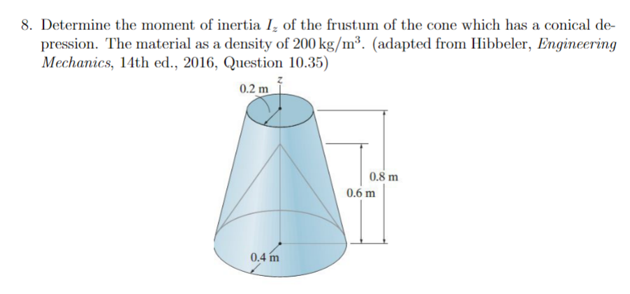 8. Determine the moment of inertia Iz of the frustum | Chegg.com