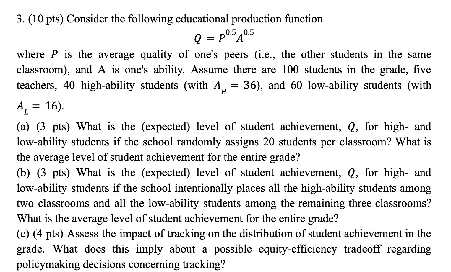Solved 3. (10 ﻿pts) ﻿Consider the following educational | Chegg.com