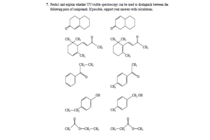 Solved 7. Predict and explain whether UV/visible | Chegg.com