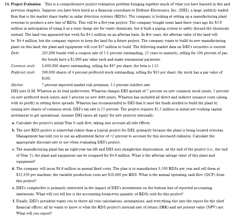 Solved 24. Project Evaluation This is a comprehensive | Chegg.com