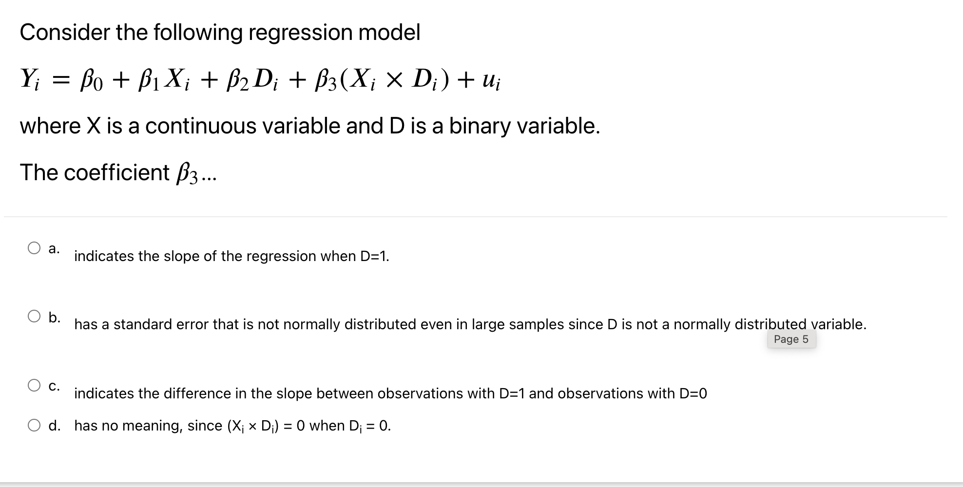 Solved Consider the following regression model Y; = Bo + | Chegg.com