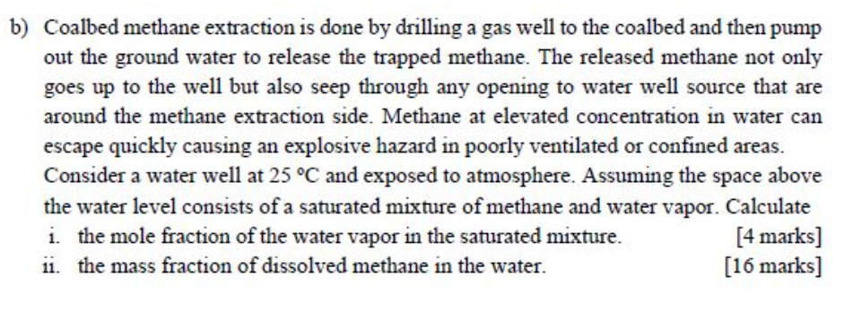 Solved b) Coalbed methane extraction is done by drilling a | Chegg.com