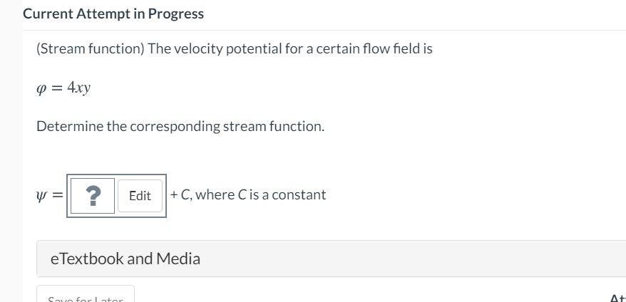 Solved (Stream function) The velocity potential for a | Chegg.com
