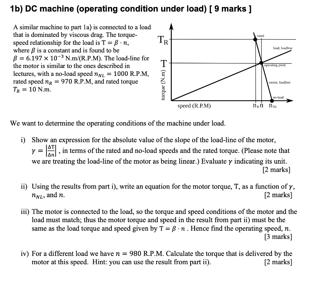 Solved 1b) DC machine (operating condition under load) [ 9 | Chegg.com