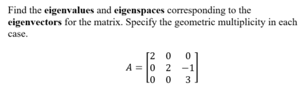 Solved Find the eigenvalues and eigenspaces corresponding to | Chegg.com