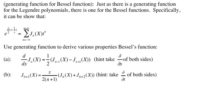 Solved Generating Function For Bessel Function Just As 