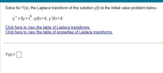 Solved Solve for Y(s), the Laplace transform of the solution | Chegg.com