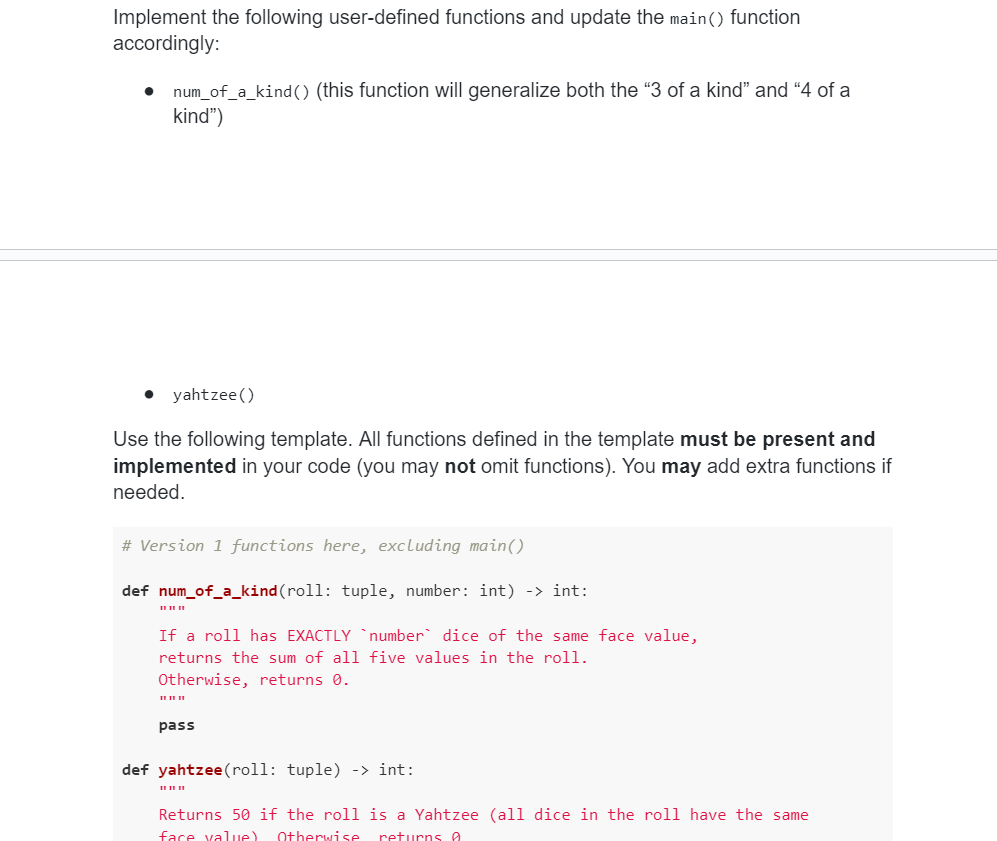 Solved Yahtzee is fun But l'd rather code in Python It's | Chegg.com