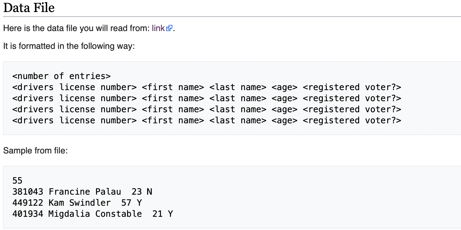 Solved Data File Here is the data file you will read from: | Chegg.com