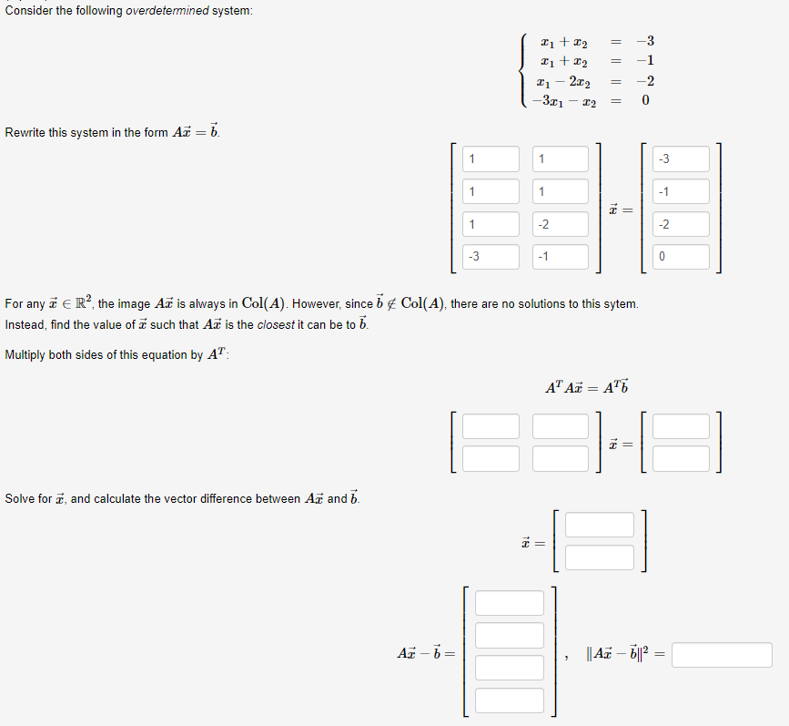 Solved Consider the following overdetermined system: Rewrite | Chegg.com