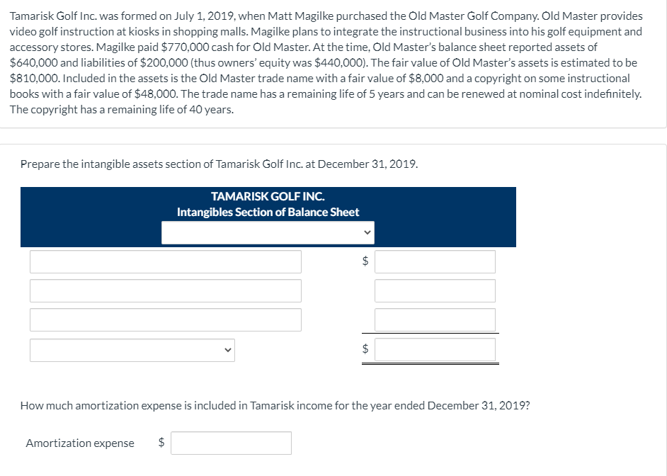 Solved Tamarisk Golf Inc. was formed on July 1, 2019, when | Chegg.com