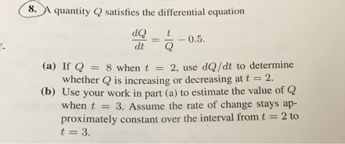 Solved A quantity Q satisfies the differential equation | Chegg.com