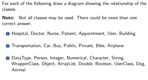 Solved For each of the following draw a diagram showing the | Chegg.com