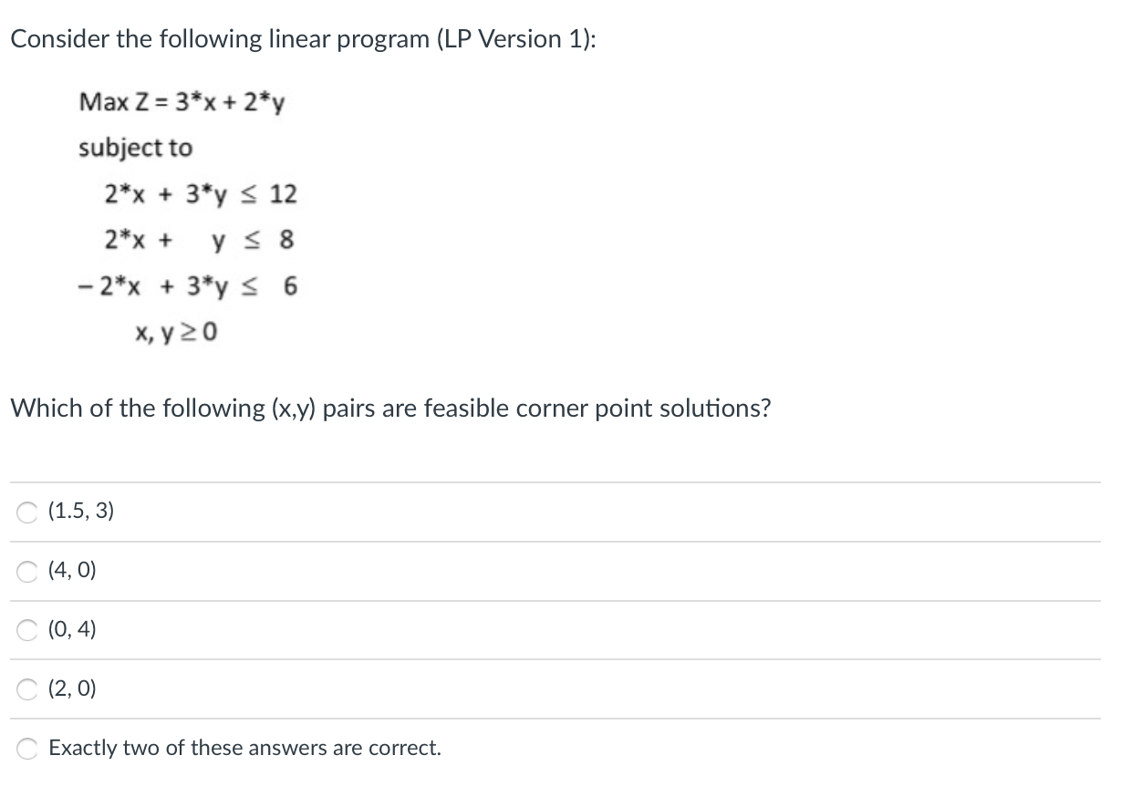 Solved Consider The Following Linear Program Lp Version 1