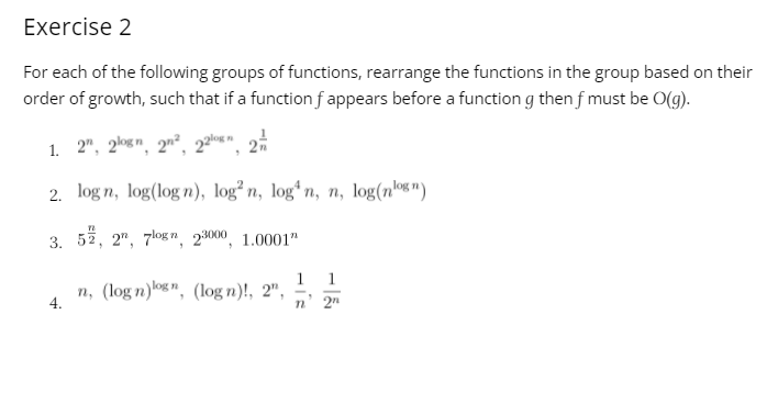 Solved Exercise 2 For each of the following groups of | Chegg.com
