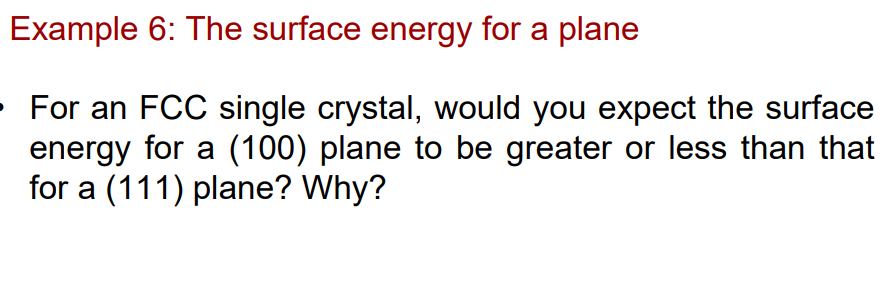 Solved Example 6: The surface energy for a plane · For an | Chegg.com