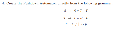 Solved Create the Pushdown Automaton directly from the | Chegg.com