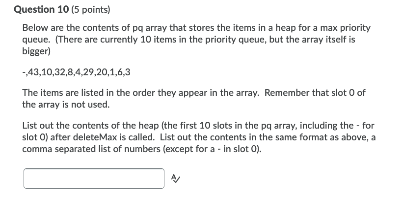 Solved java question 10 Below are the contents of pq array | Chegg.com