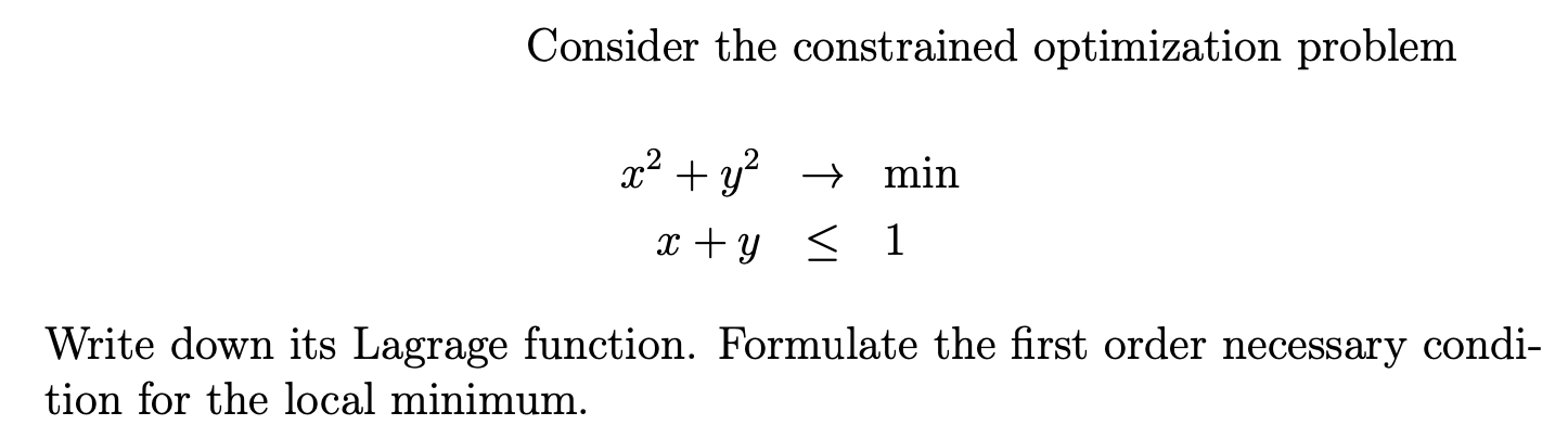 Solved Consider The Constrained Optimization Problem X2 Y2 
