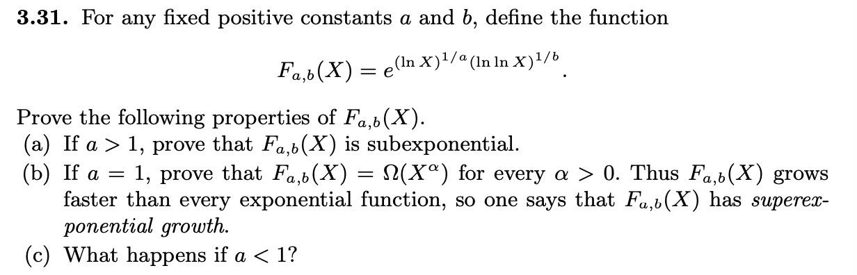 3.31. For any fixed positive constants a and b, | Chegg.com