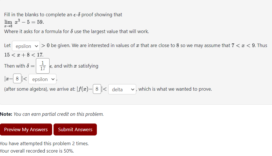 Solved Fill in the blanks to complete an ϵ - δ proof showing | Chegg.com