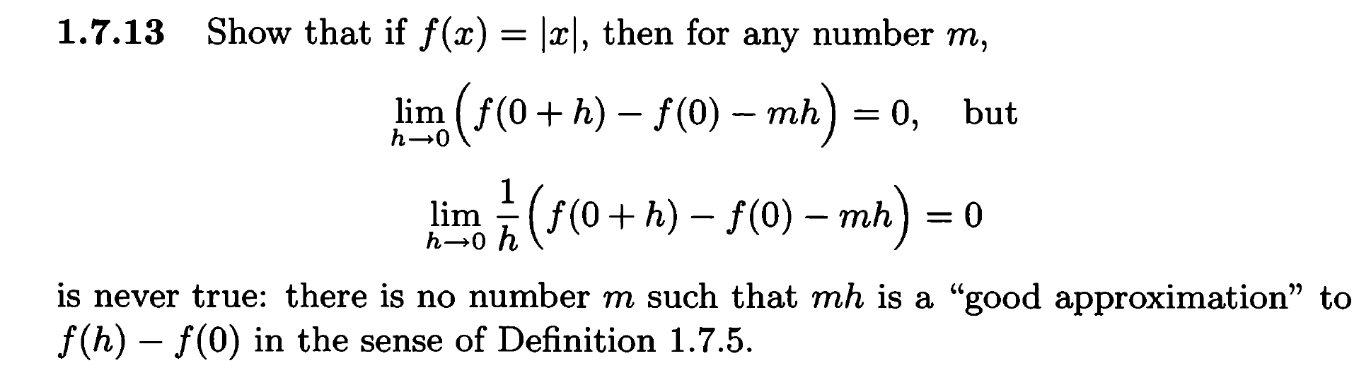 Solved 1.7.13 Show that if f(x)=∣x∣, then for any number m | Chegg.com