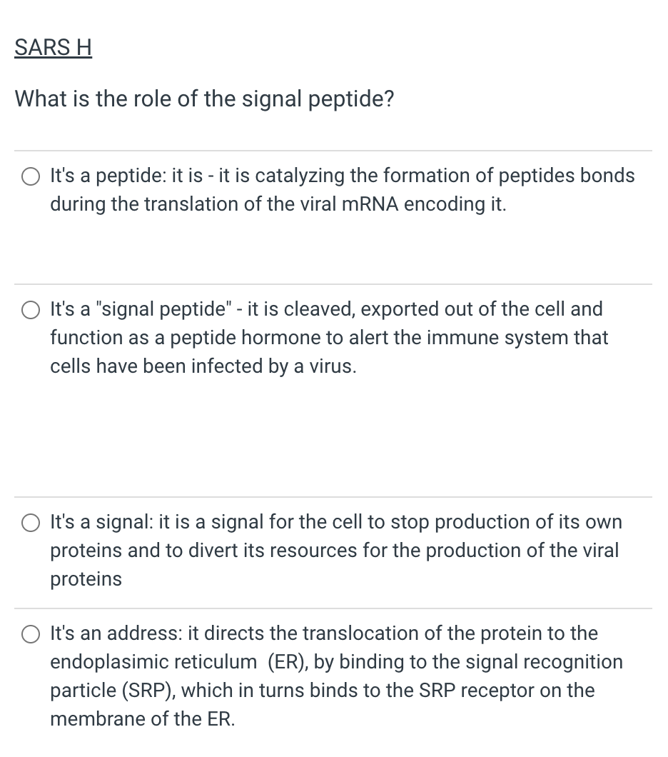 Solved What is the role of the signal peptide? It's a | Chegg.com