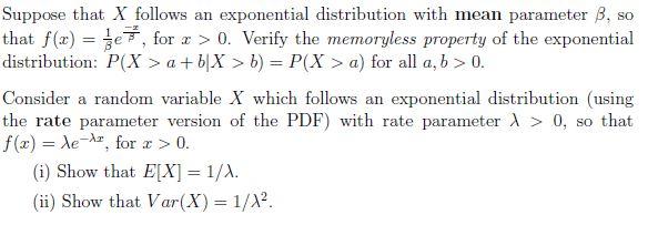 Solved Suppose that X follows an exponential distribution | Chegg.com