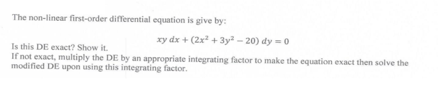 Solved The non-linear first-order differential equation is | Chegg.com