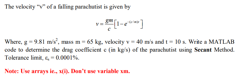 Solved Please Post Matlab Code Only For The Secant Method 