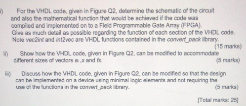 For the VHDL code, given in Figure Q2, determine the | Chegg.com