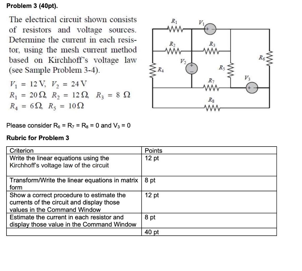 Solved R1 V nin R3 W Problem 3 (40pt). The electrical | Chegg.com