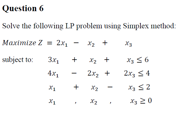 Solved Question 6 Solve the following LP problem using | Chegg.com