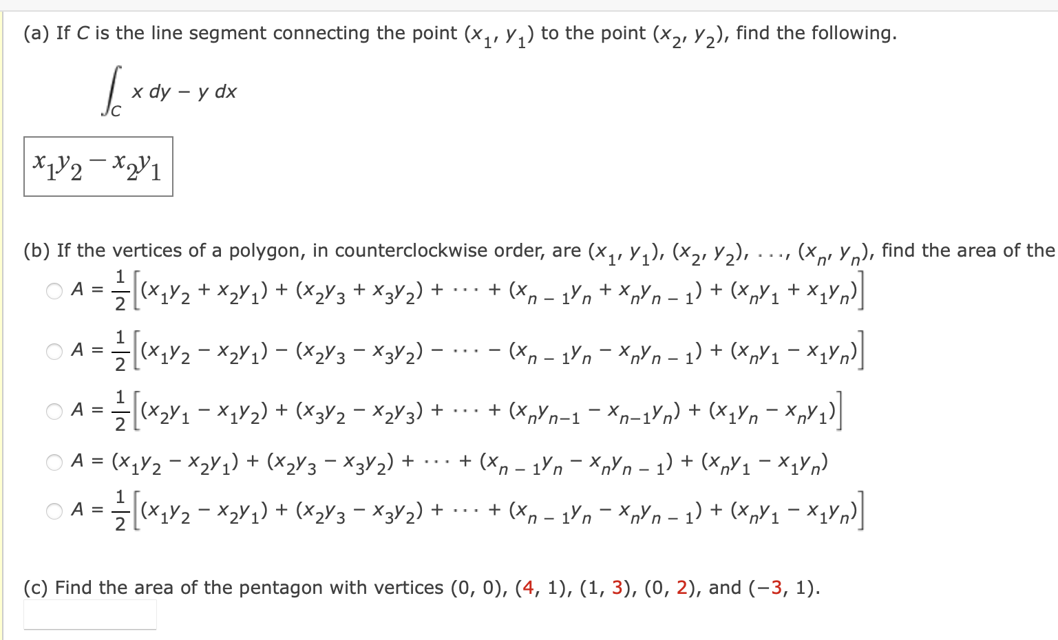 Solved (a) ﻿If C ﻿is the line segment connecting the point | Chegg.com