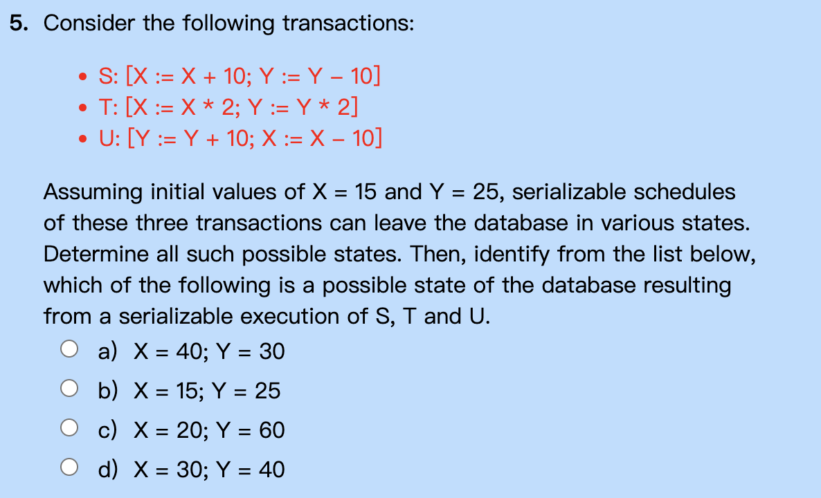 Solved 5. Consider the following transactions: - S: | Chegg.com