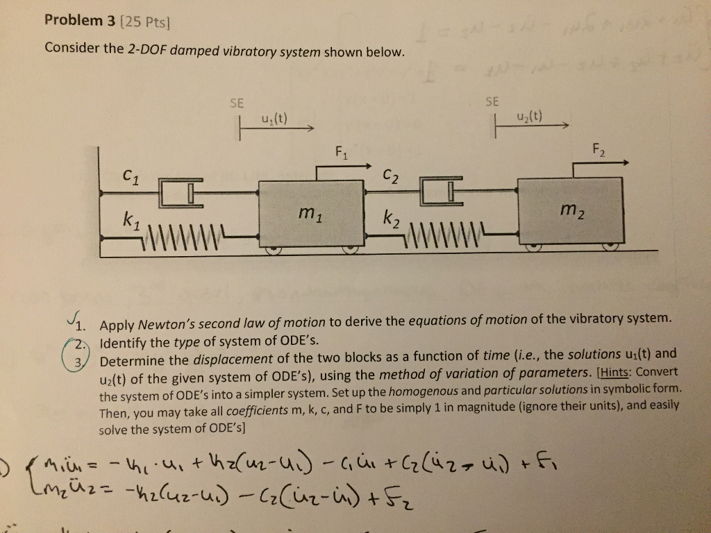 Solved Problem 3 [25 Pts] Consider the 2-DOF damped | Chegg.com