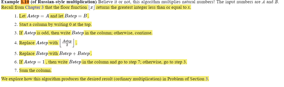 Solved Example 1.10 (of Russian-style multiplication) | Chegg.com