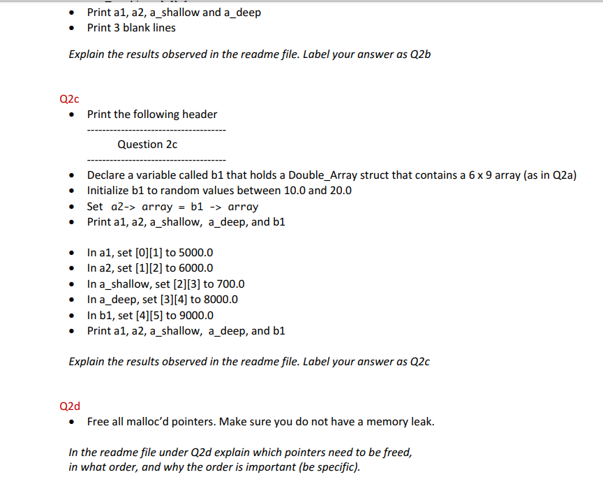 1. Write a function shallow_copy(struct Double_Array | Chegg.com