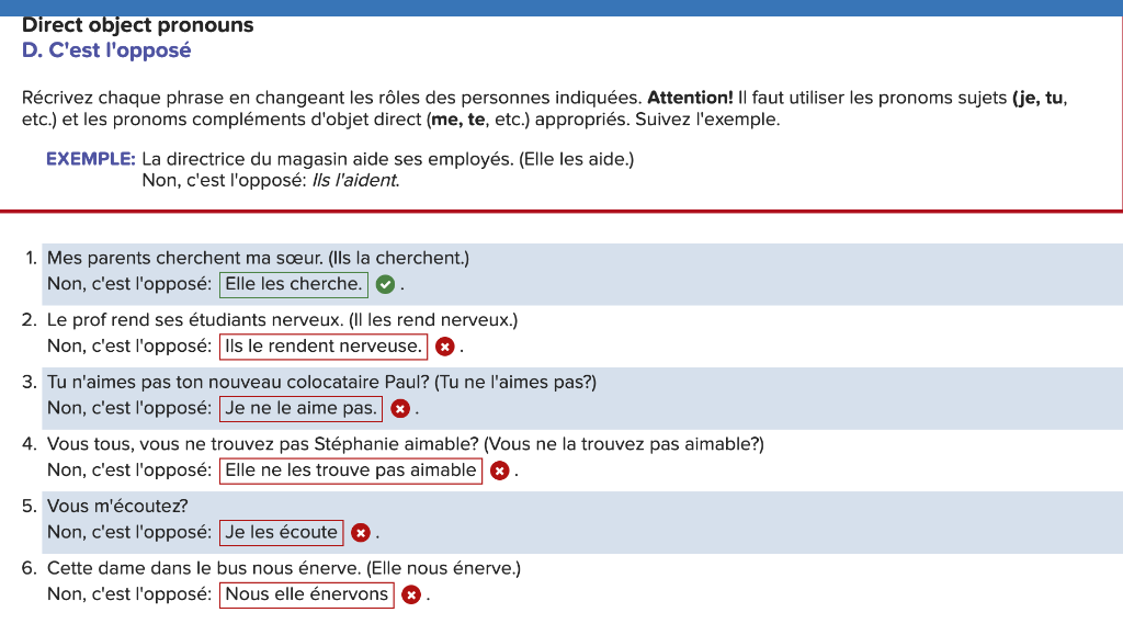 D. C'est l'opposé Récrivez chaque phrase en changeant | Chegg.com