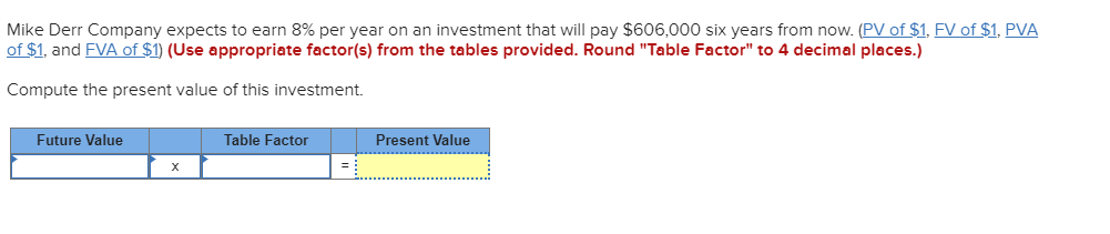 Solved Mike Derr Company expects to earn 8% per year on an | Chegg.com