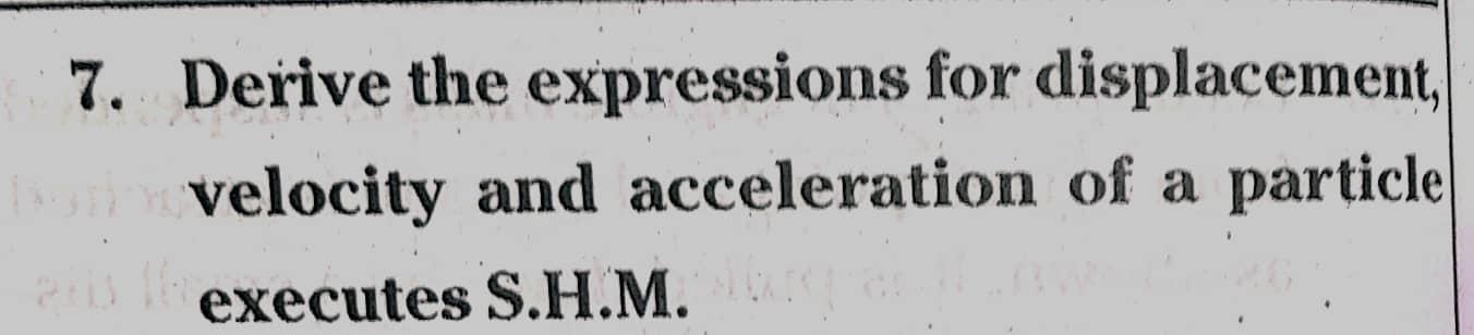 Solved 7. Derive the expressions for displacement, velocity | Chegg.com