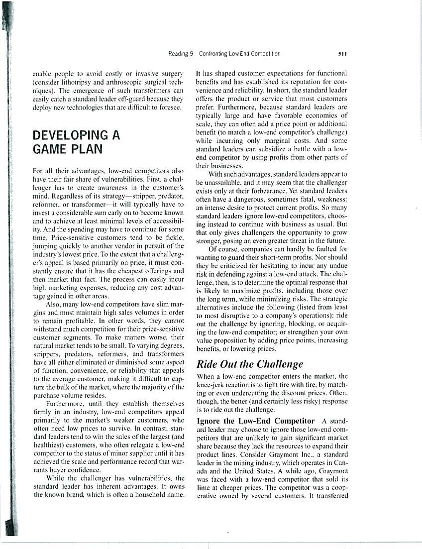 Solved Reading Confronting Low-End Competition Don Potter | Chegg.com