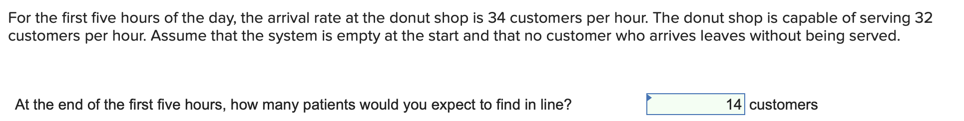 Solved For the first five hours of the day, the arrival rate | Chegg.com