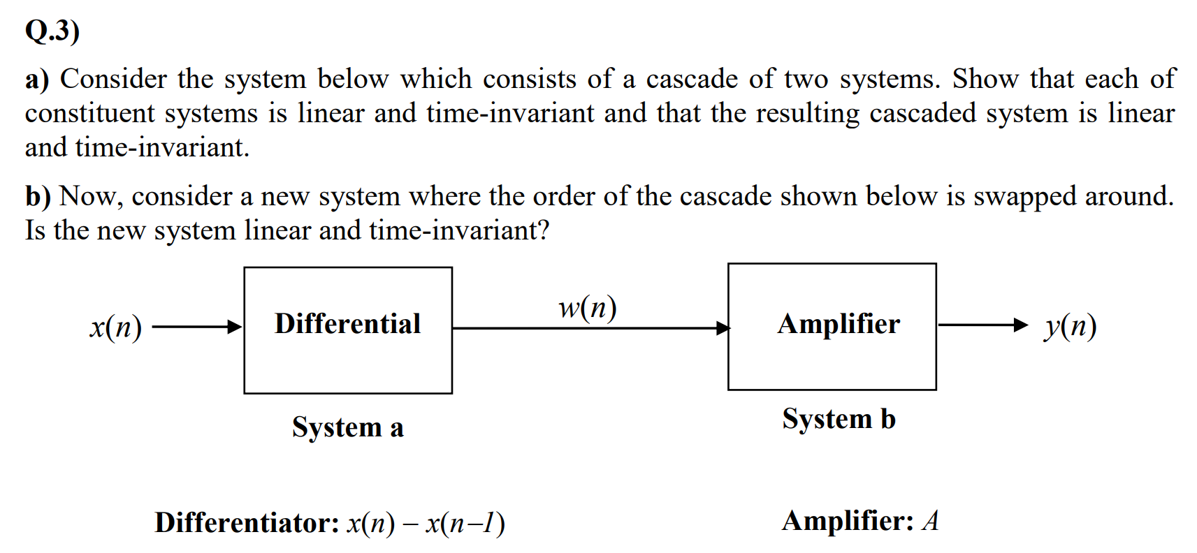 Solved a) Consider the system below which consists of a | Chegg.com