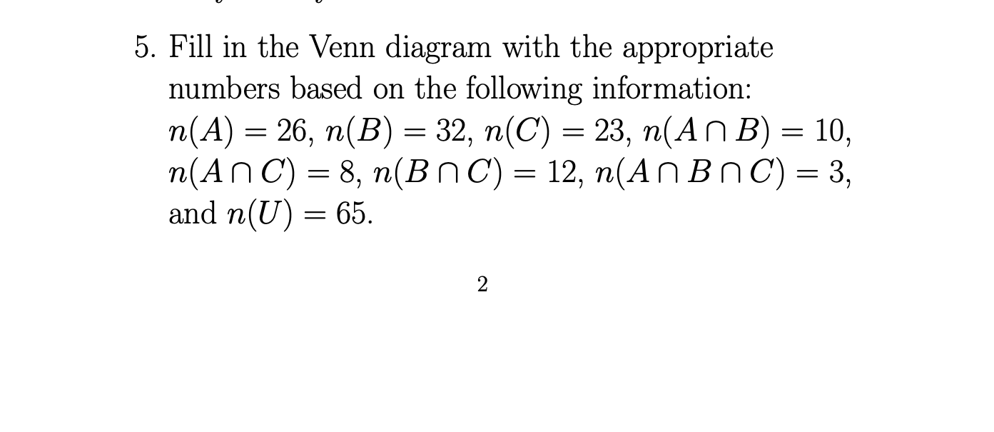 Solved 5. Fill in the Venn diagram with the appropriate | Chegg.com