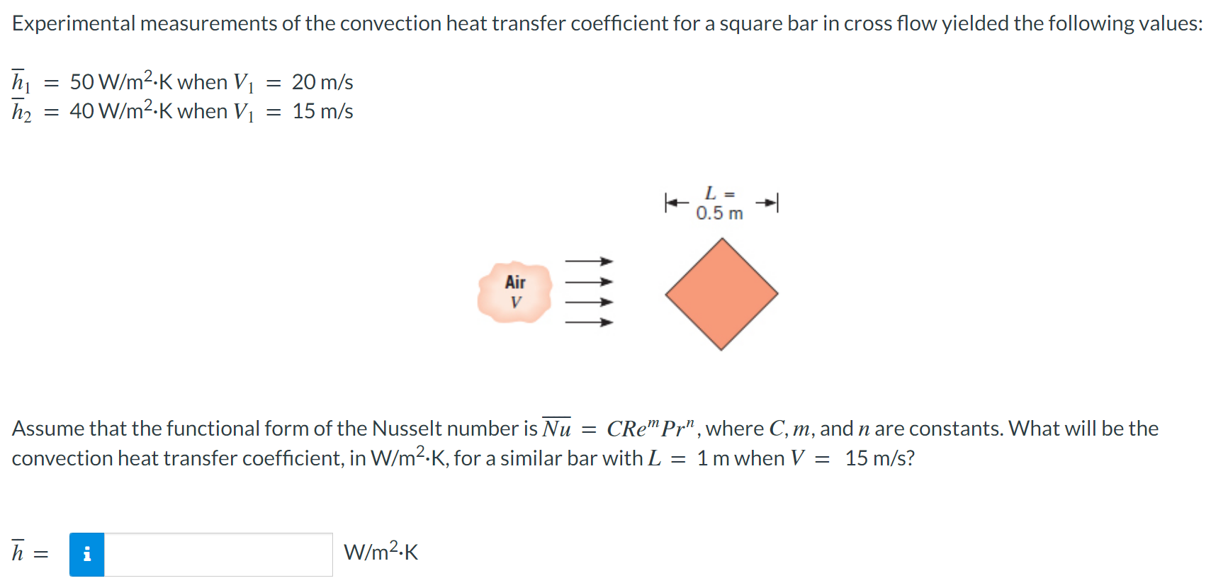 Solved Experimental measurements of the convection heat | Chegg.com