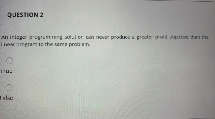 Solved Question 2 An Integer Programming Solution Can Never 8834
